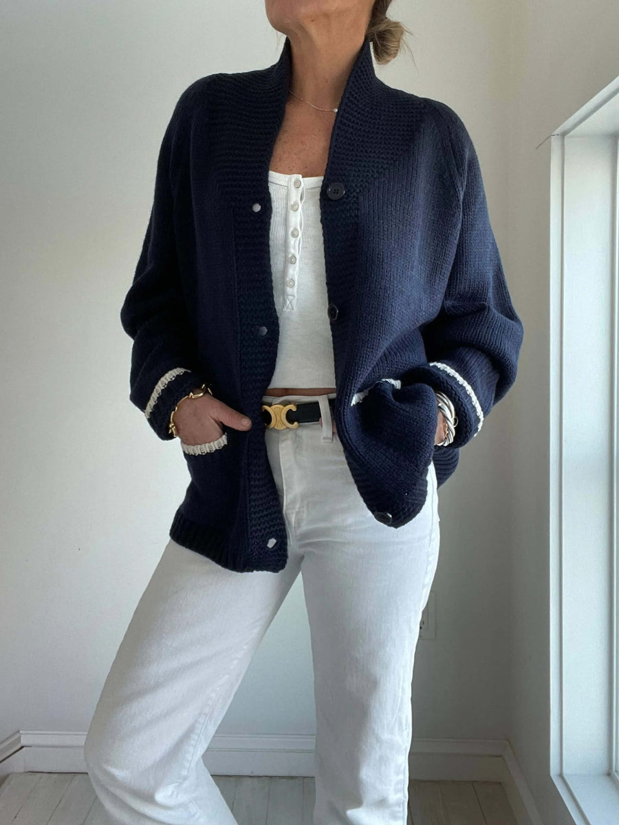 Varsity Chunky Anchor Cardigan-Navy – Boiilife